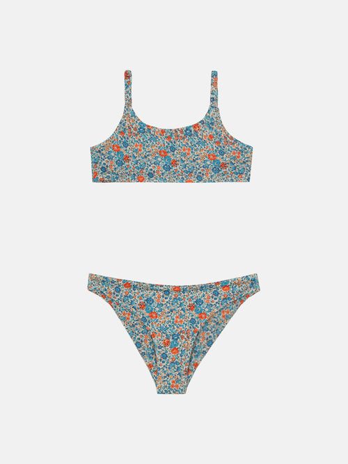 Bikini Bambina Liberty Fiori Arancio