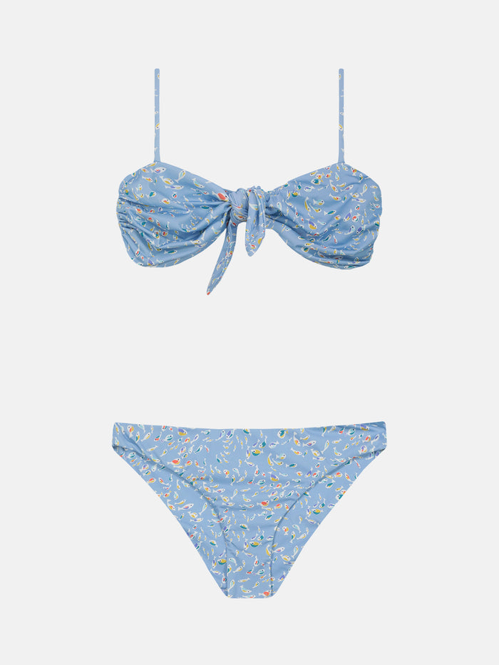 Bikini Nodo Donna Slip Classico Lycra Liberty Pesciolini Celeste