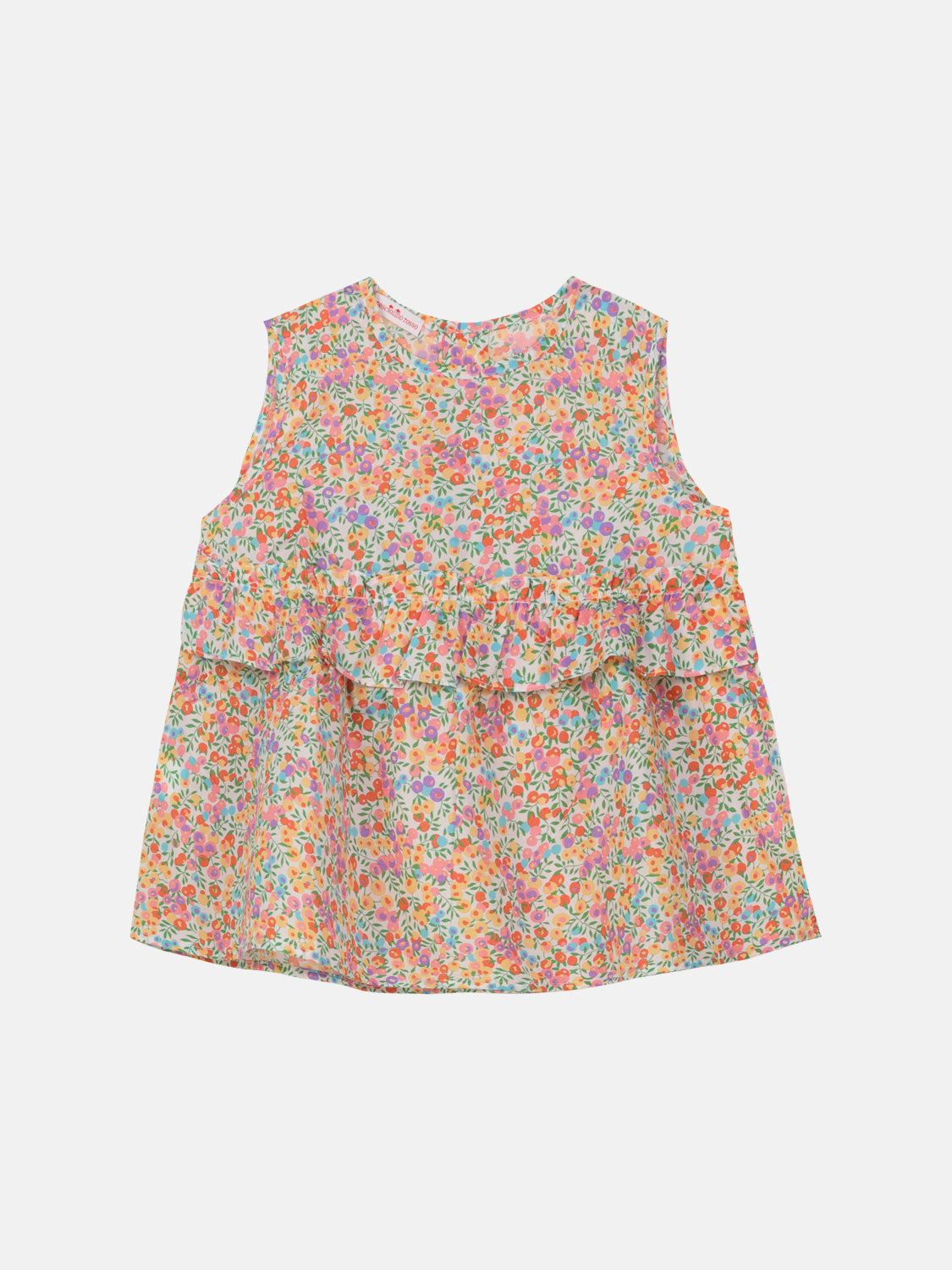 Blusa Cotone Rouche Centrale Liberty Wiltshire Arancio