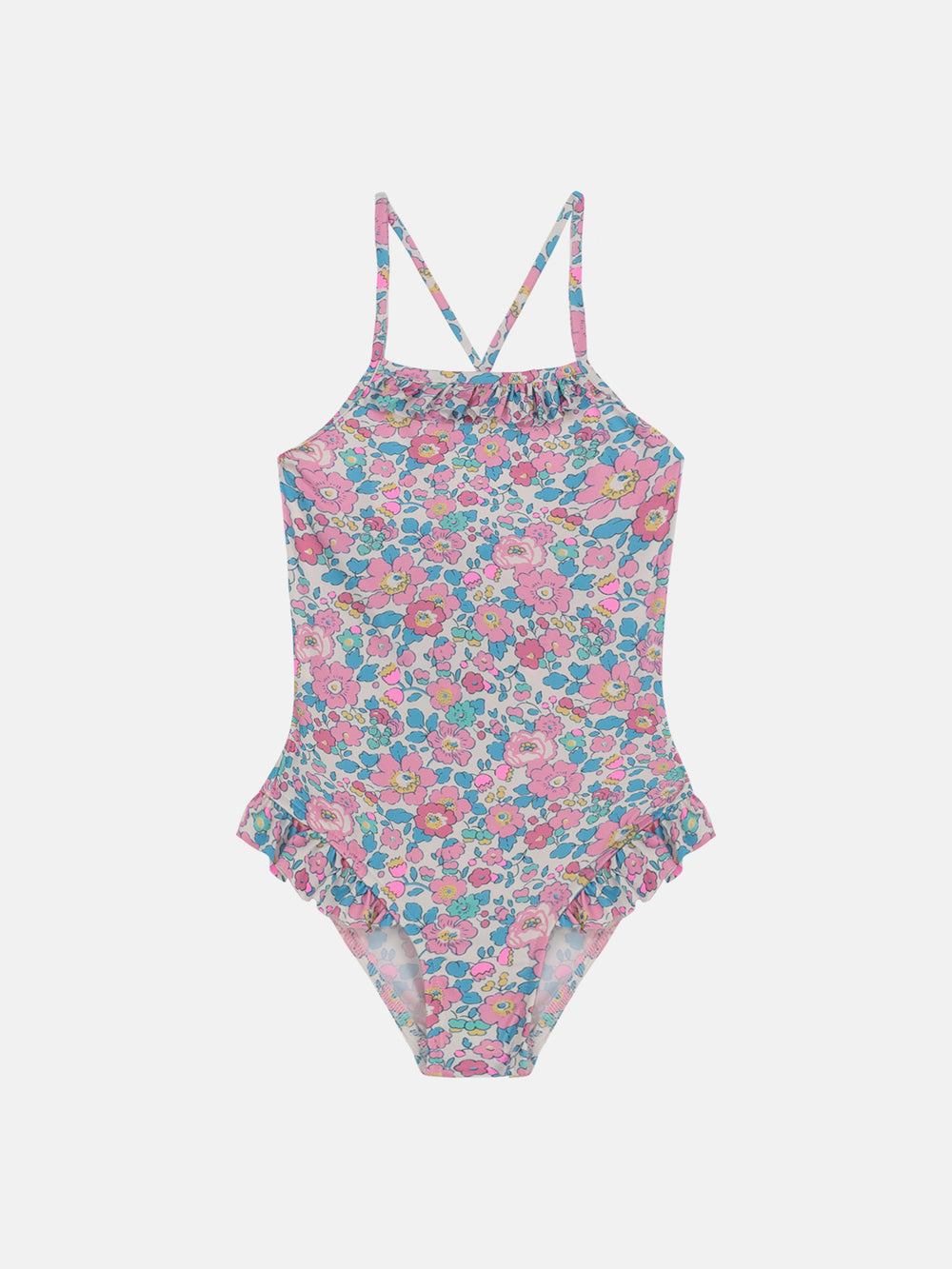 Intero Bambina Incrociato Liberty Betsy Fluo Rosa Azzurro